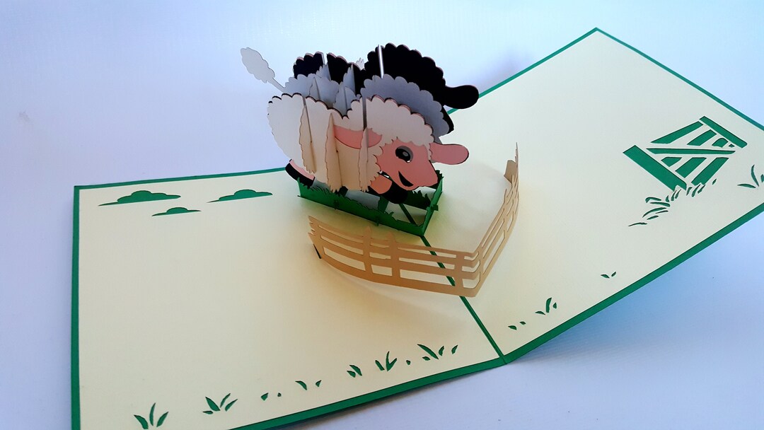 Sheep Pop Up Kirigiami 3D Tarjetas hechos a mano uniqe cumpleaños, boda ...