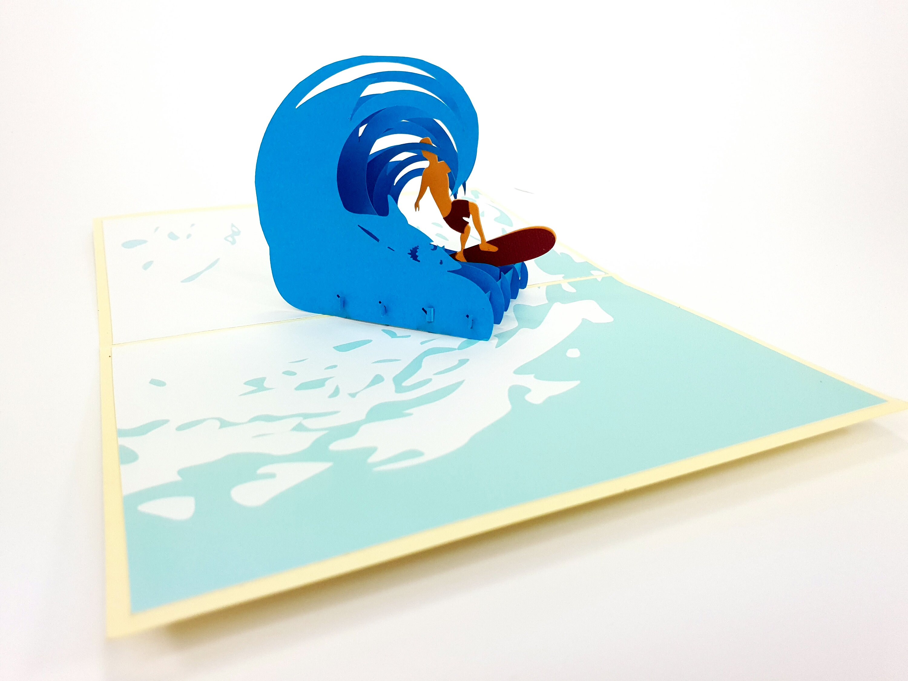 Surfer Pop up Kirigiami 3D Cards Handmade Uniqe Birthday | Etsy