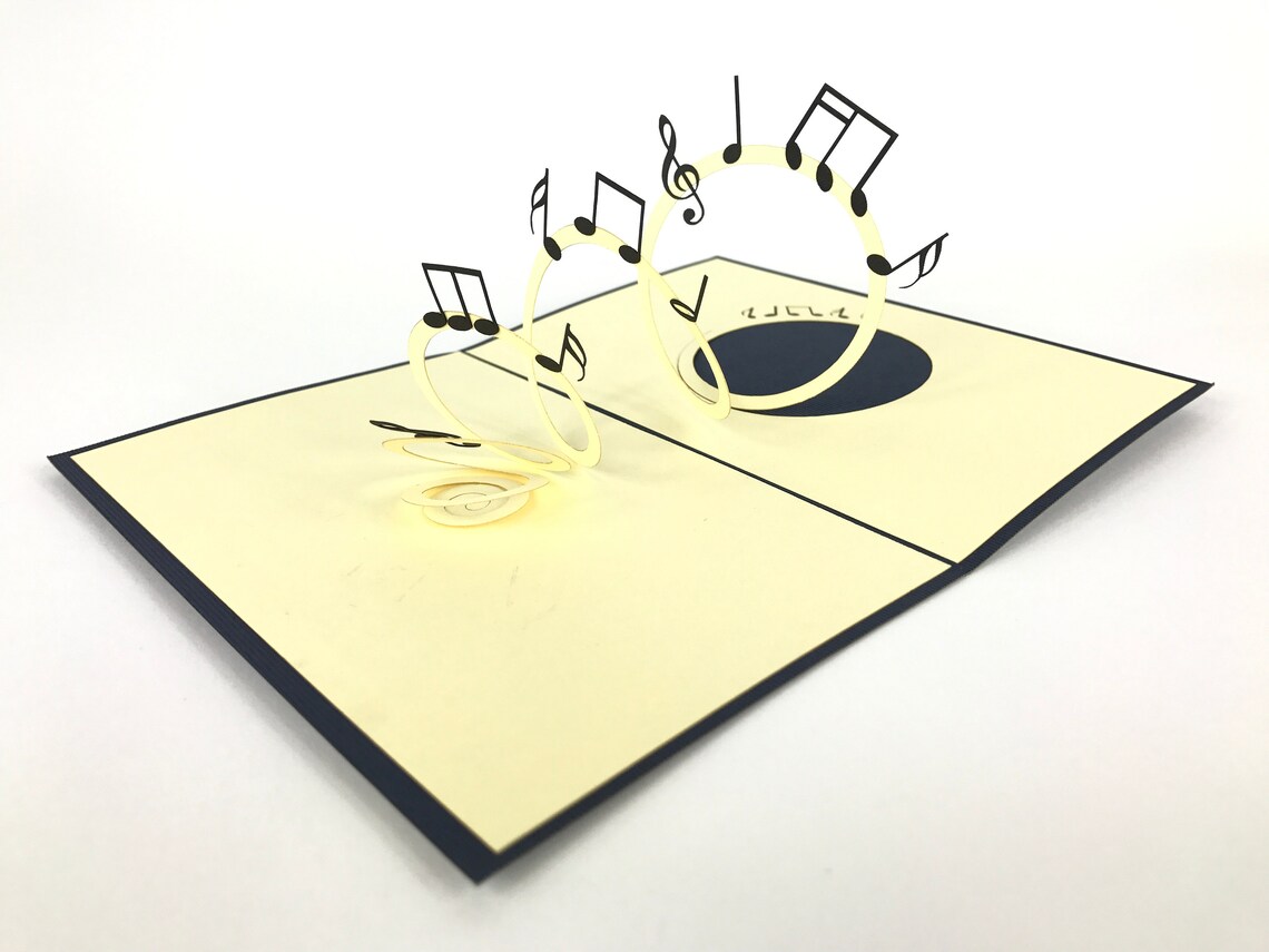 Music Notes Pop up Kirigiami 3D Cards Handmade Uniqe Birthday - Etsy