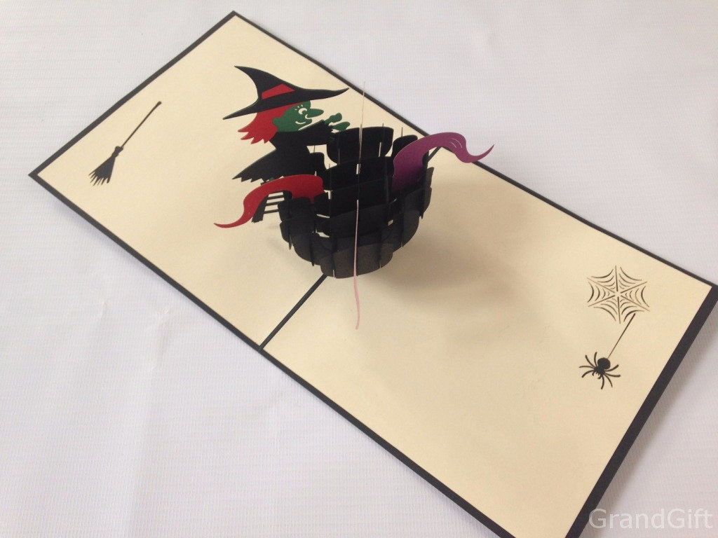 Halloween Witch Pop up Kirigiami 3D Cards Handmade Uniqe - Etsy