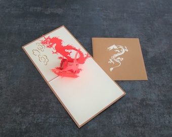 Flying Dragon Pop up Kirigiami 3D Cards Handmade Uniqe | Etsy