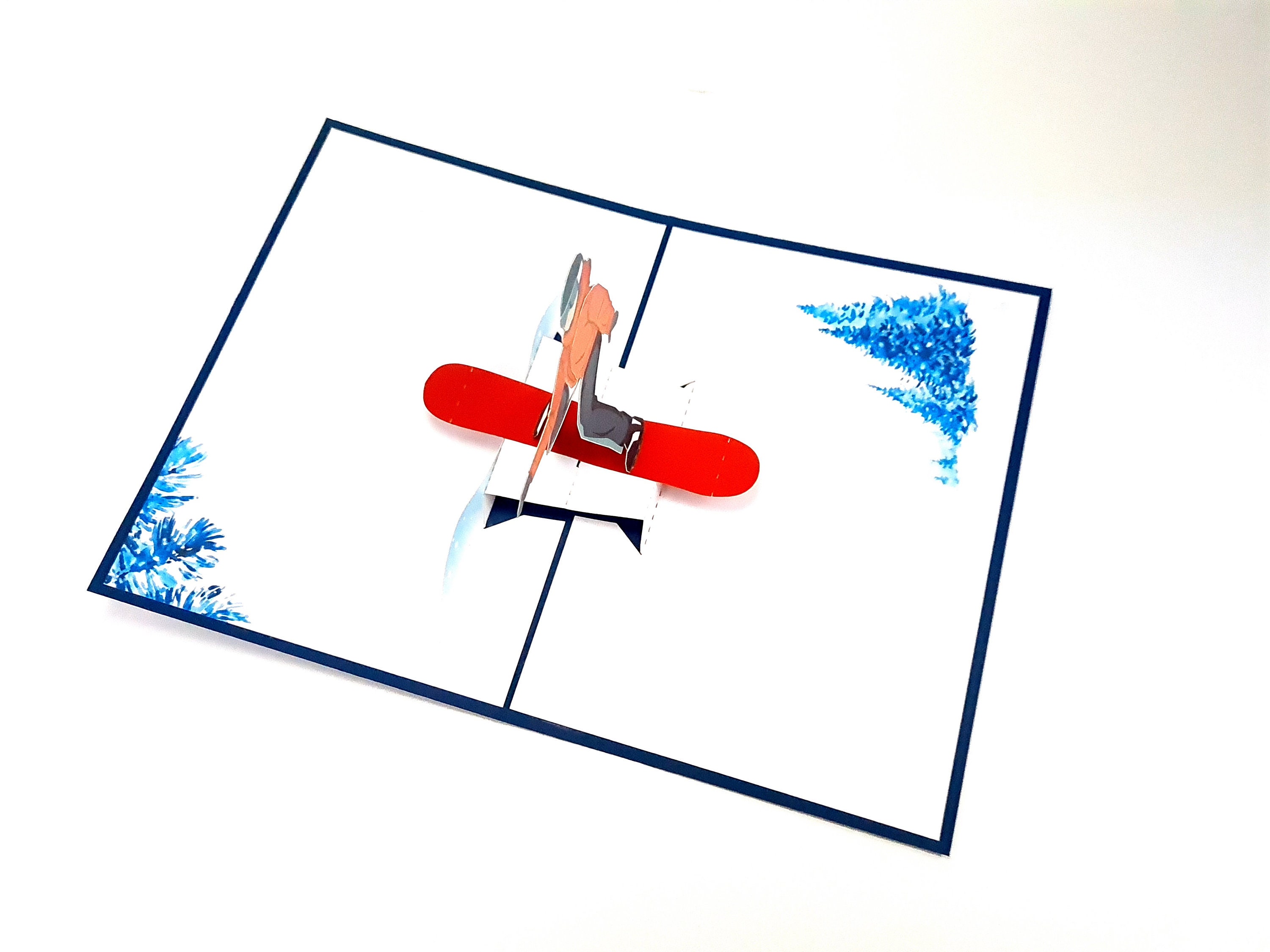 Ski Snowboard Winter Sport Pop up Kirigiami 3D Cards Handmade Uniqe ...