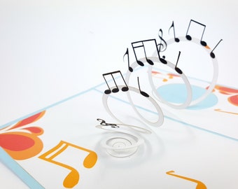 Music Notes Pop up Kirigiami 3D Cards Handmade Uniqe Birthday - Etsy