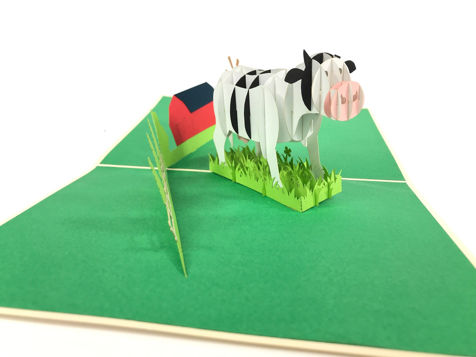 Cow on Farm Pop up Kirigiami 3D Cards Handmade Uniqe Birthday - Etsy