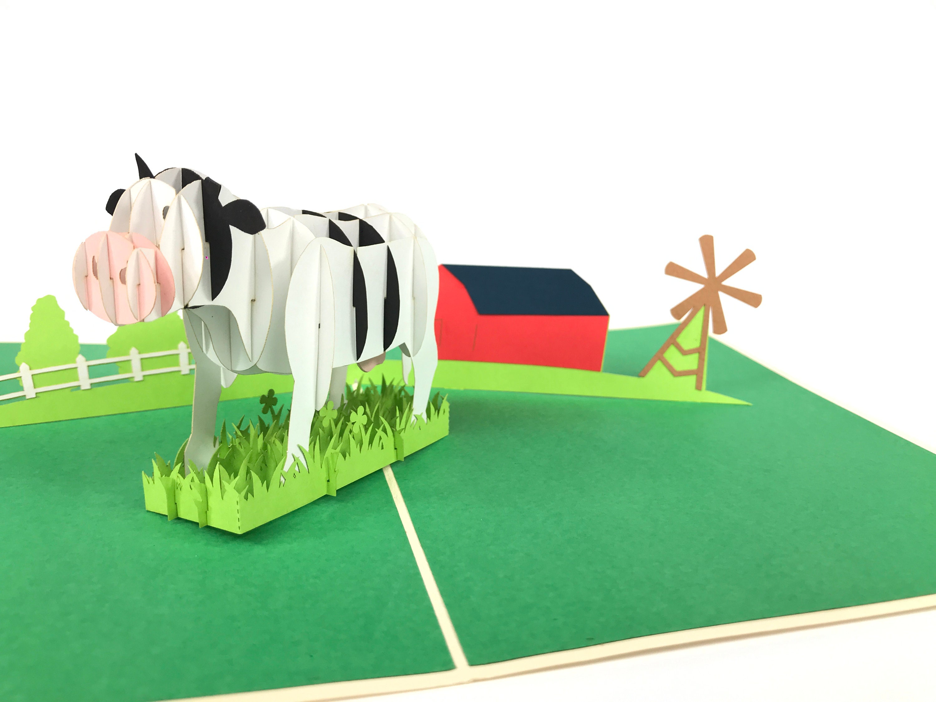 Cow on Farm Pop up Kirigiami 3D Cards Handmade Uniqe Birthday - Etsy