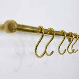 Unlacquered Brass Kitchen Rods, Pot Rail With S Hooks, Pan Rack ...