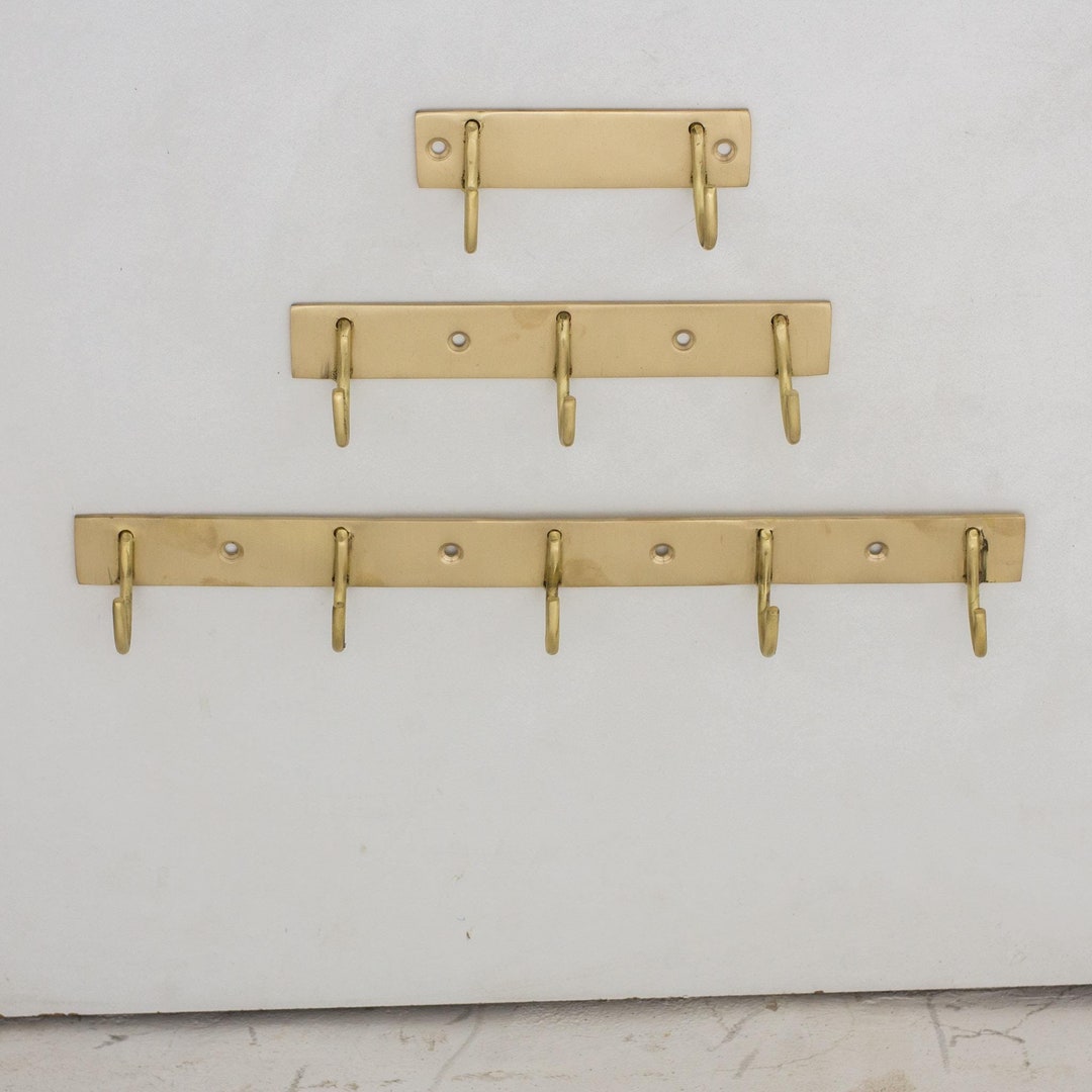 Solid Brass Coat Hooks Rack, Wall Mounted Hanger Hooks, Hallway Hooks ...