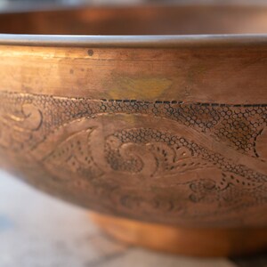 Copper Vessel Sink Engraved Basin Solid Bathroom Vessel Vanity, Counter ...