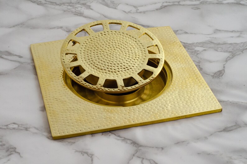 Solid Brass Floor Drain Hammered Square Shower Drain Cover - Etsy