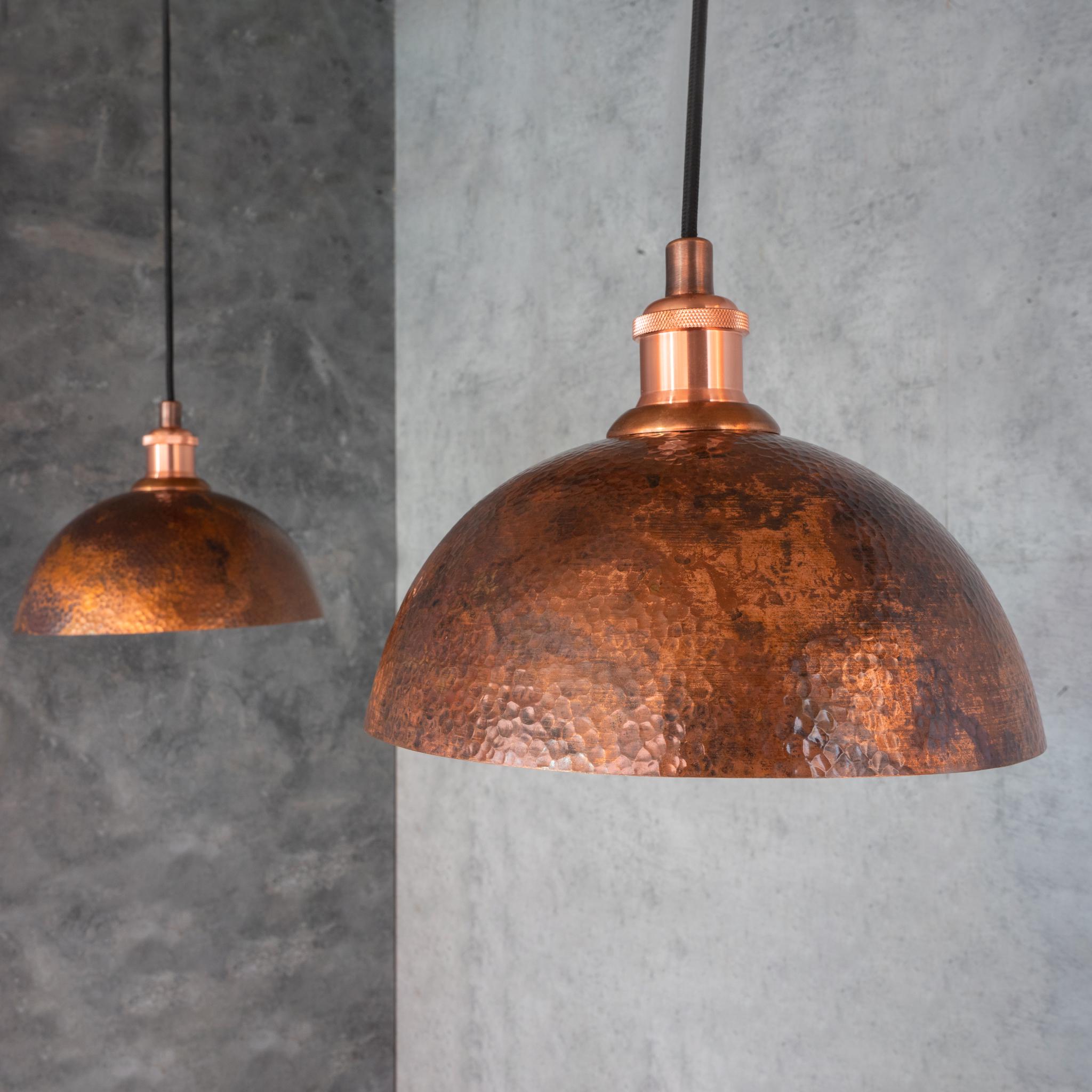 Oxidized Copper Ceiling Pendant Set, Copper Lampshade, Copper Ceiling ...