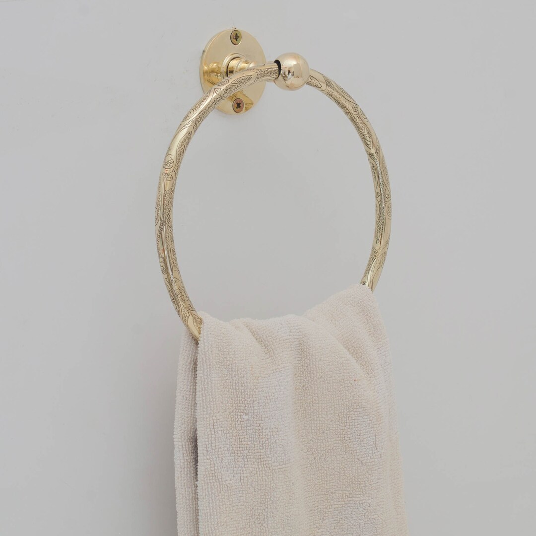Unlacquered Brass Hand Towel Holder, Bathroom Wall Mounted Towel Ring ...