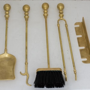 Wall Mount Solid Brass Fireplace Set, Heavy Duty Fireplace Tools - Etsy