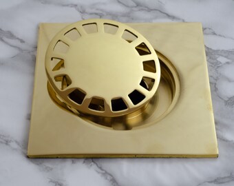 Solid Brass Floor Drain, Unlacquered Square Shower Drain - Etsy