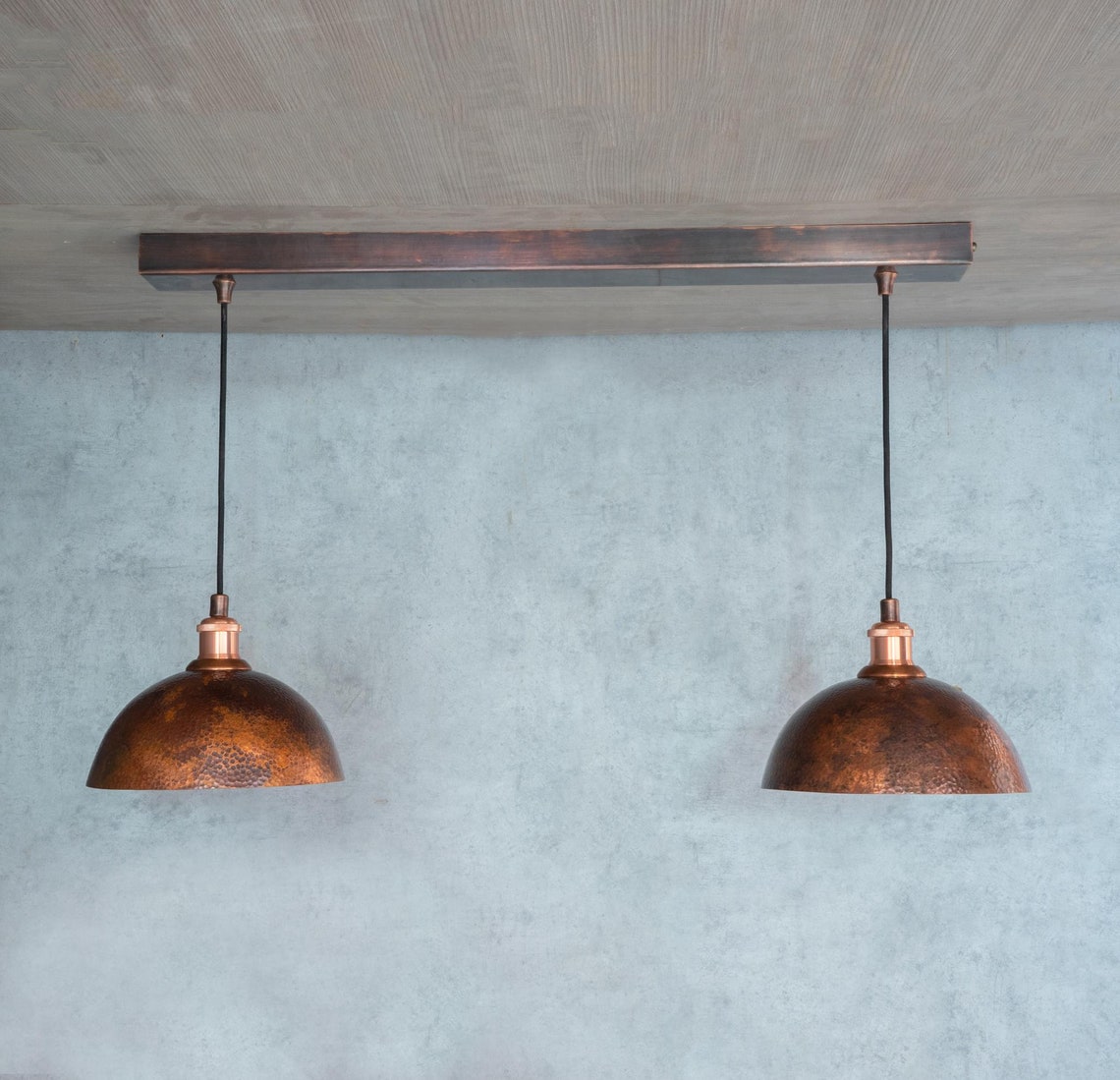 Oxidized Copper Ceiling Pendant Set, Copper Lampshade, Copper Ceiling ...