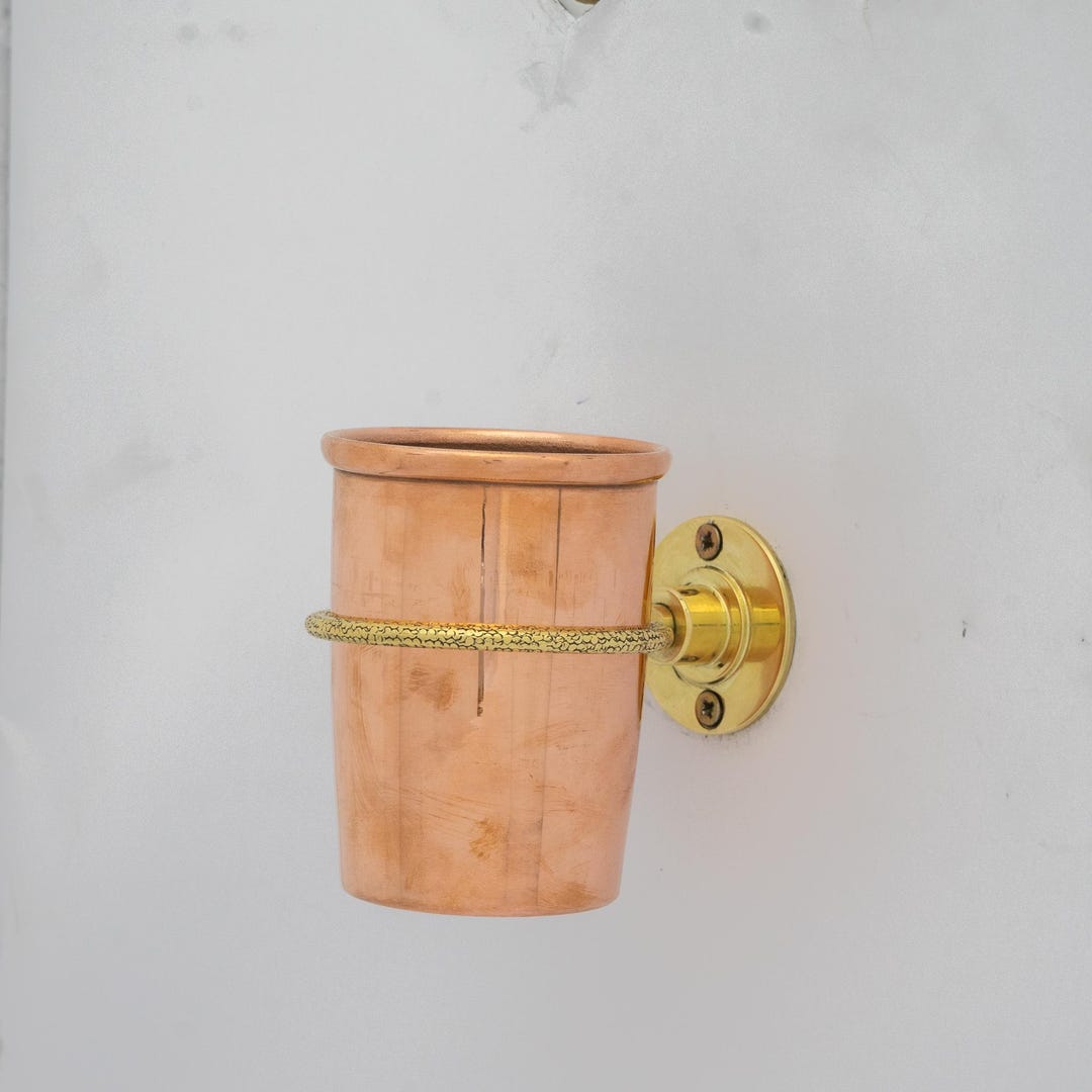 Unlacquered Copper Bathroom Toothbrush Holder, Wall Mount Toothbrush ...