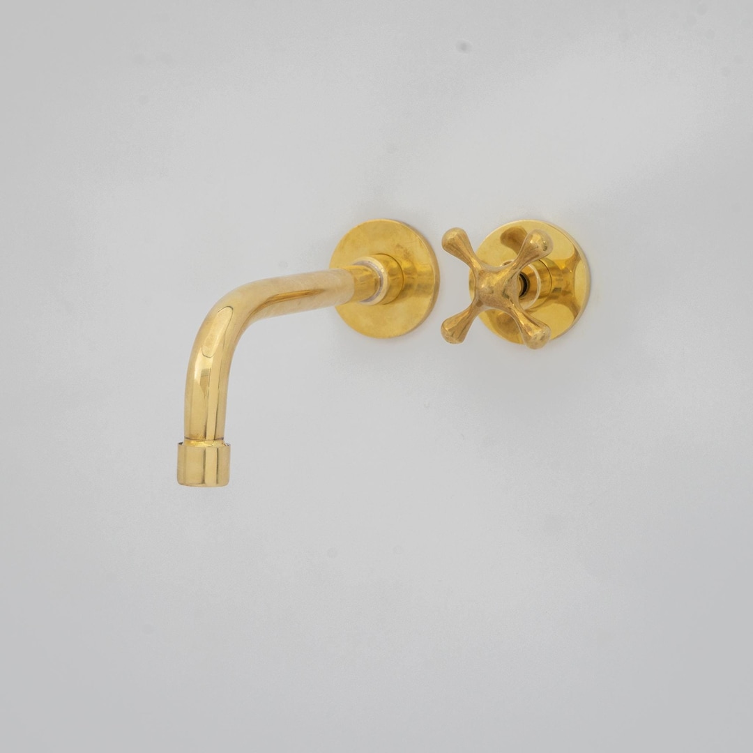 Wall Mount Cold Bathroom Faucet, Unlacquered Brass Wall Mount Cold ...