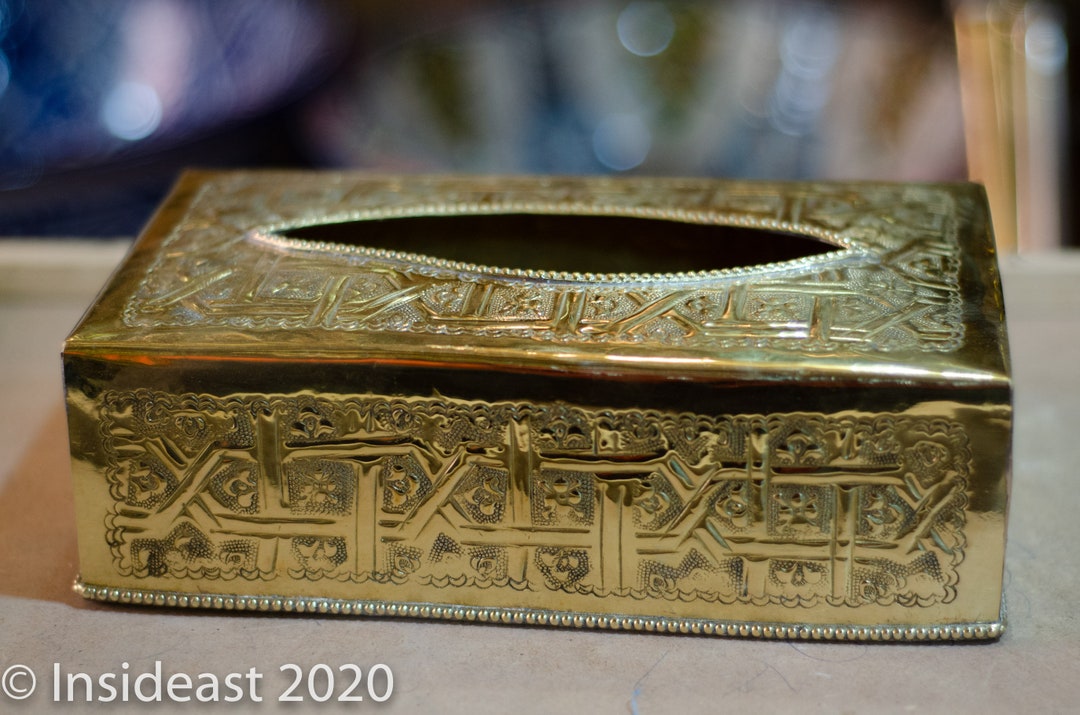 Engraved Rectangle Solid Brass Tissue Box - Etsy