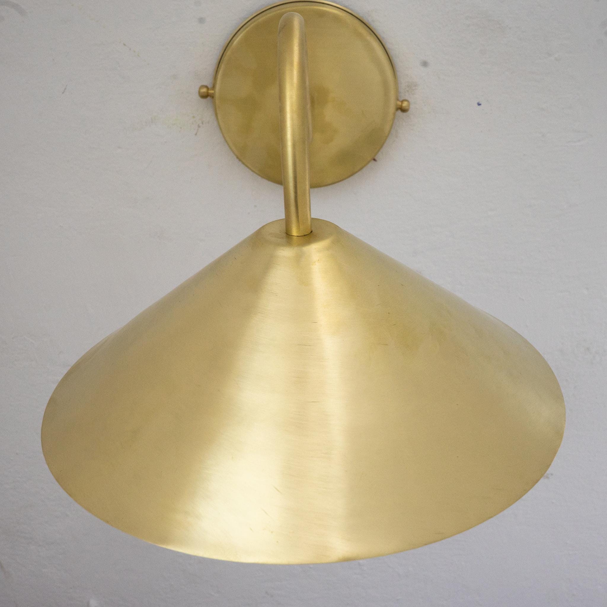 Brushed Brass Wall Lamp Light, Solid Brass Sconce, Gooseneck Sconce ...
