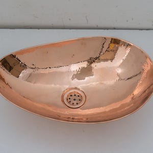 Handcrafted Solid Copper Vessel Sink, Vanity Top Mount Sink, Bathroom ...