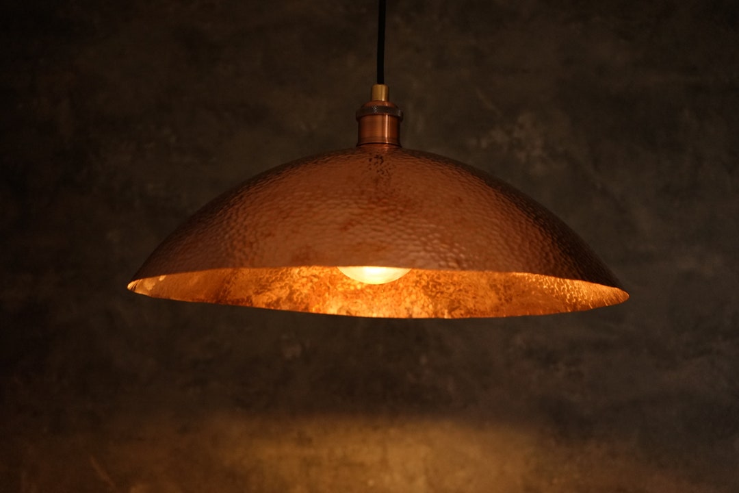 Copper Light Fixture, Hammered Solid Copper Dome Pendant Light, Ceiling ...