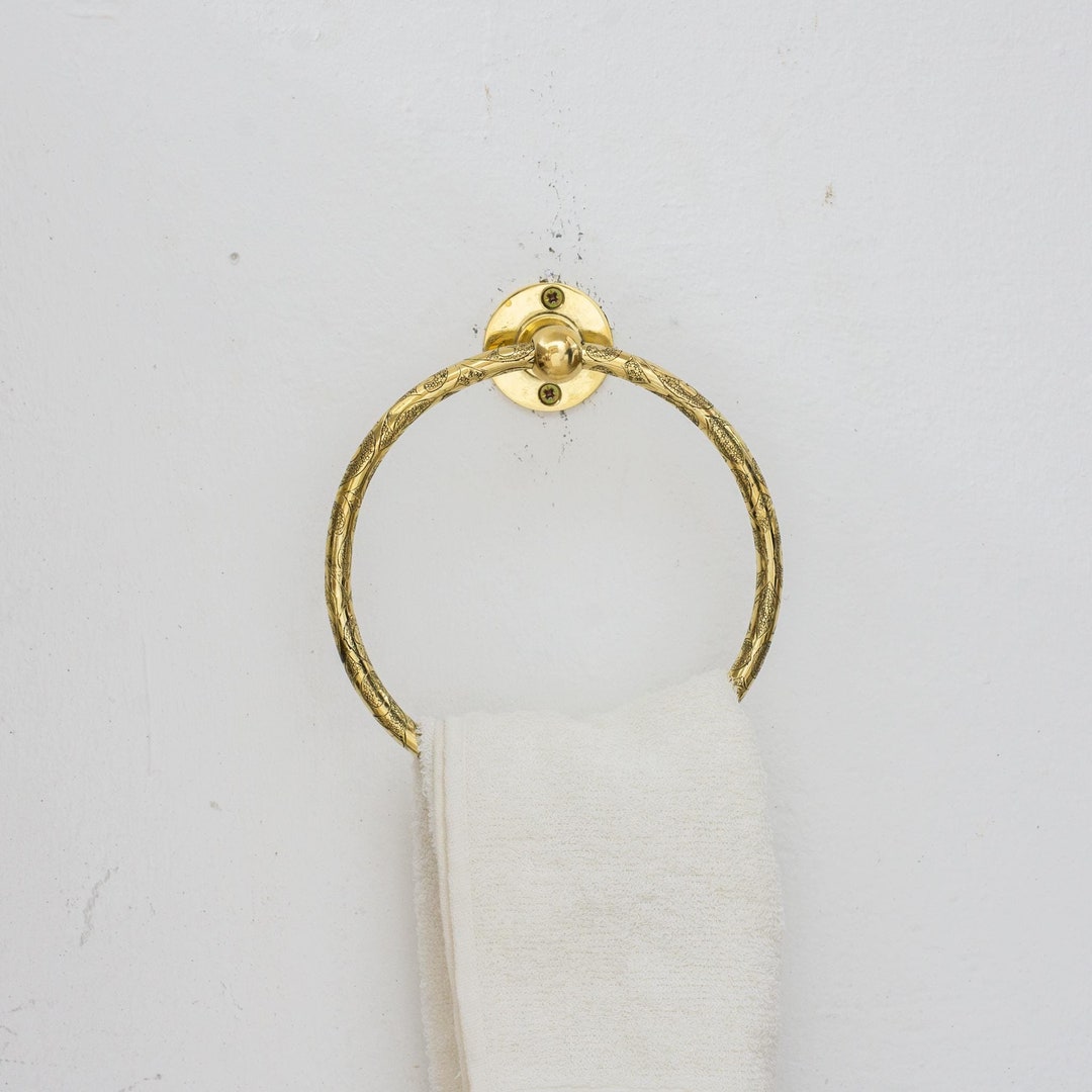 Unlacquered Brass Hand Towel Holder, Bathroom Wall Mounted Towel Ring ...