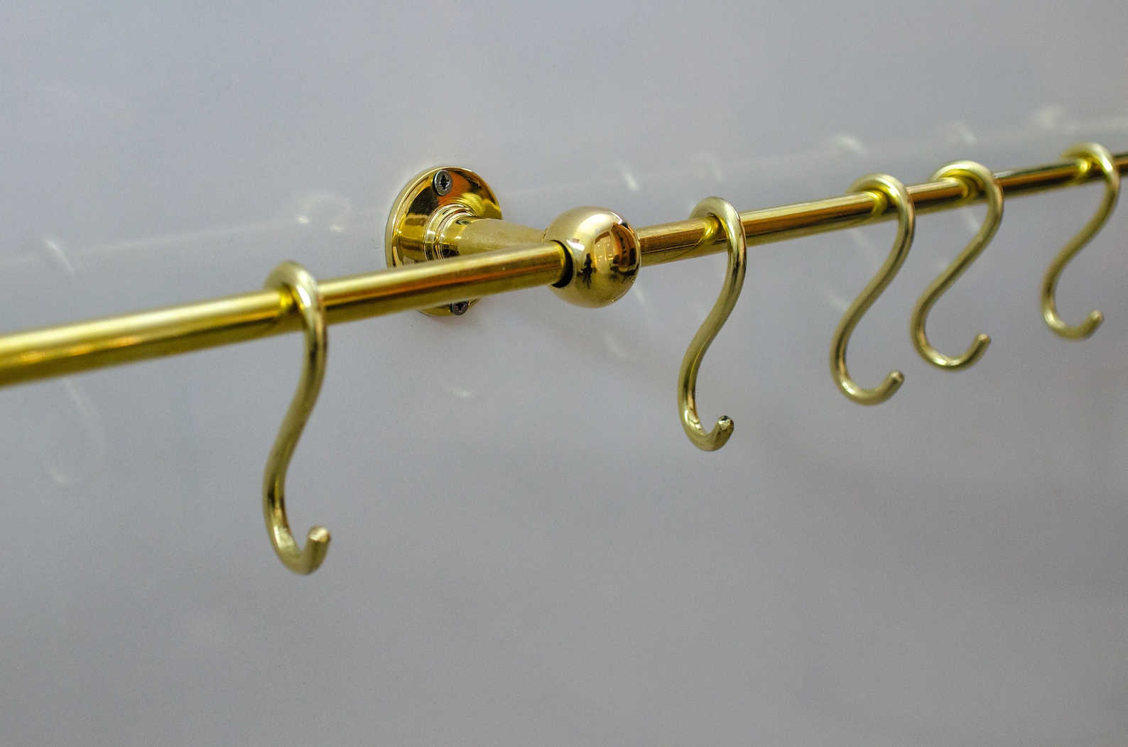 Unlacquered Brass Kitchen Rods, Pot Rail With S Hooks, Pan Rack ...