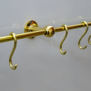 Unlacquered Brass Kitchen Rods, Pot Rail With S Hooks, Pan Rack ...