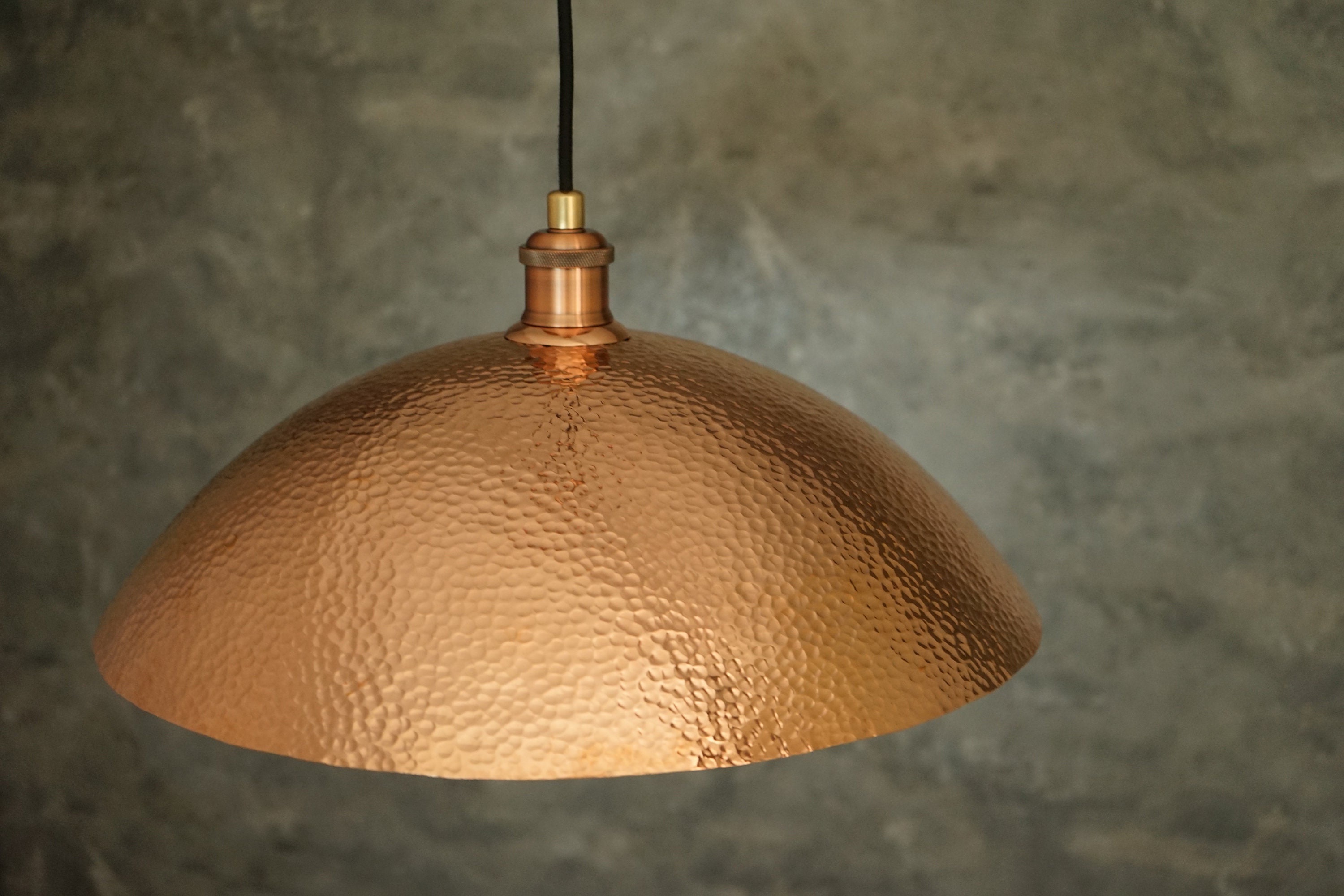 Copper Light Fixture, Hammered Solid Copper Dome Pendant Light, Ceiling ...