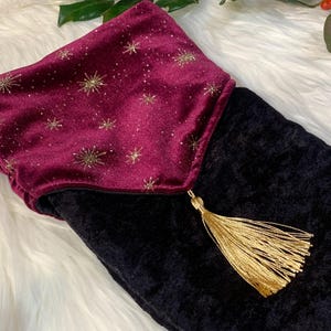 Whimsical Gothic Christmas Stocking | Black Velvet With Burgundy ...