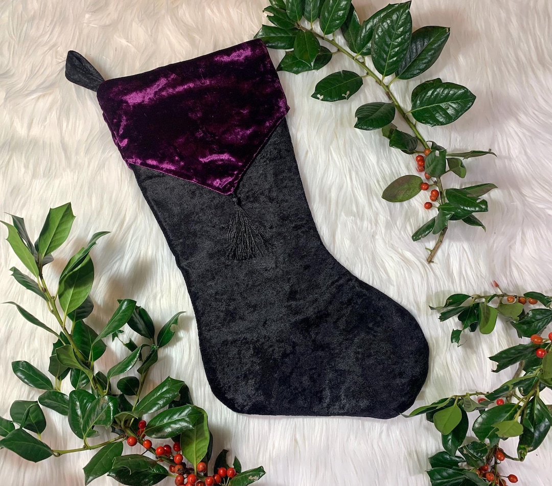 Gothic Christmas Stocking | Black Velvet With Purple Detailing ...