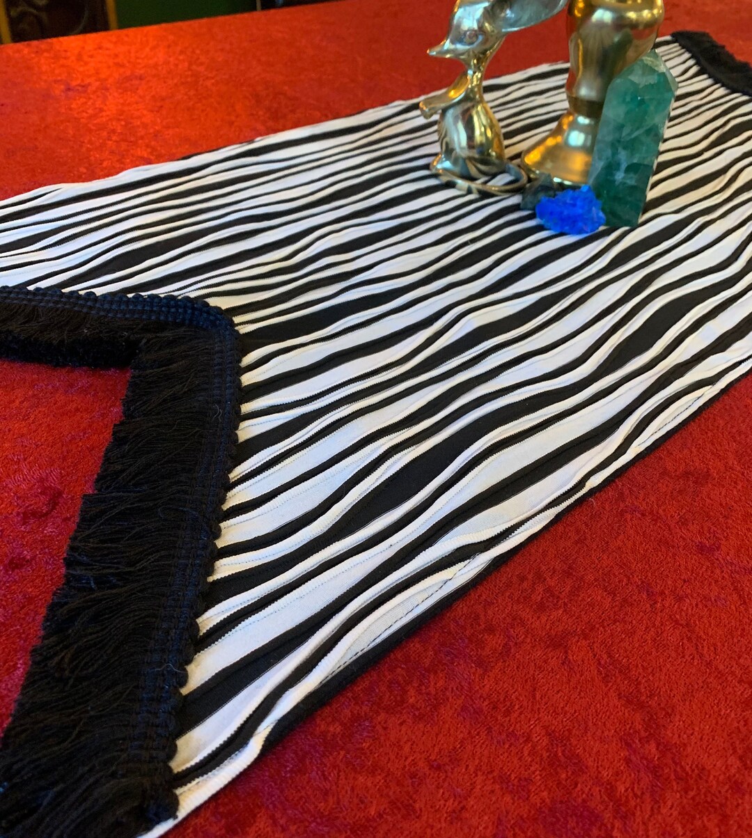 Altar Cloth Black and White Gothic Table Runner Witchy Home Handmade ...