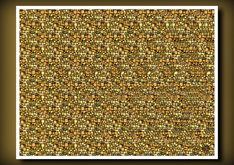 STEREOGRAM POSTCARDS Set 2, Hidden 3D Donut, Bananas, and Purple Spiral ...