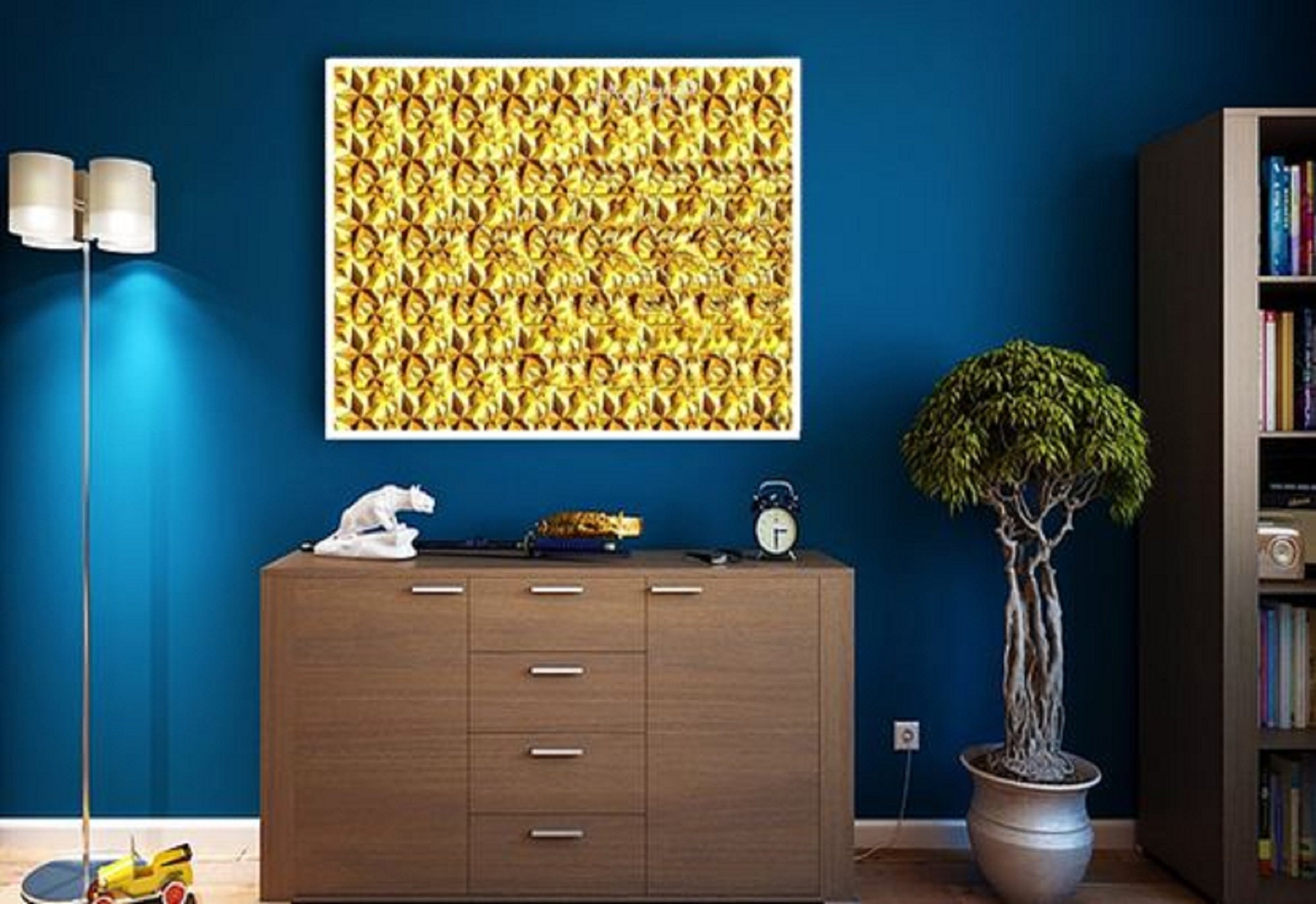 GOLDEN STAR STEREOGRAM, Secret Message Wall Art Canvas Print, Poster ...