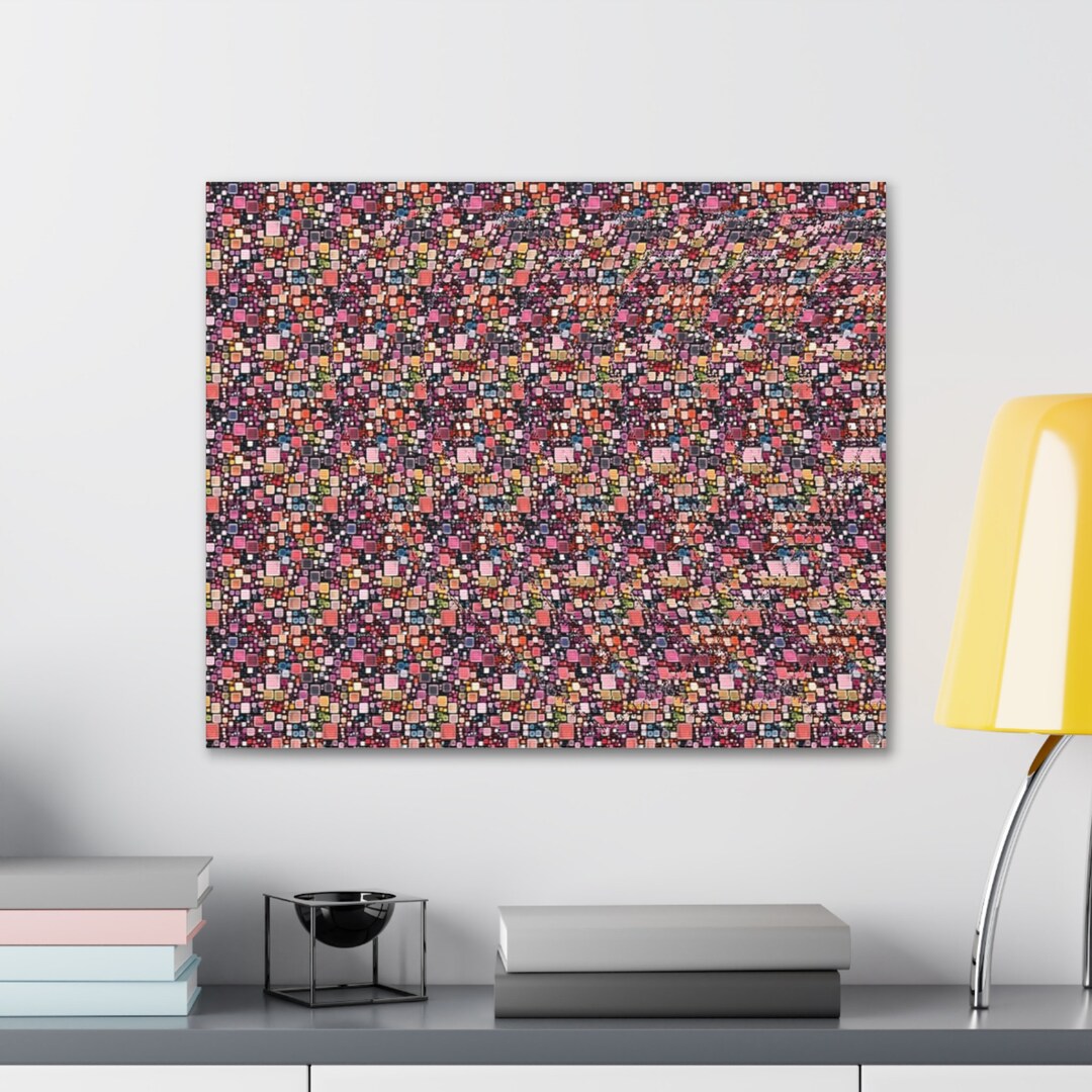 HEART STEREOGRAM CANVAS Gallery Wraps, Sizes 10x8 20x16 24x20, Cotton ...