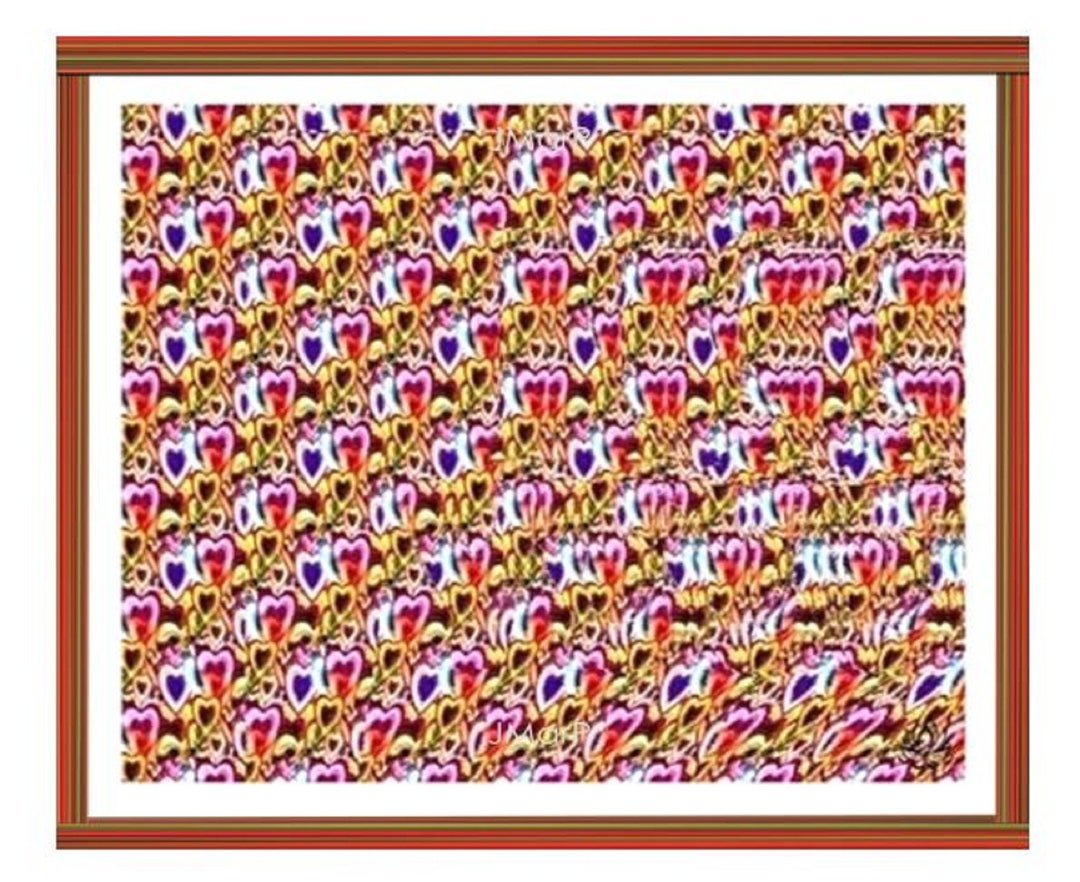 I HEART YOU STEREOGRAM, Secret Message Wall Art Canvas Print, Poster ...