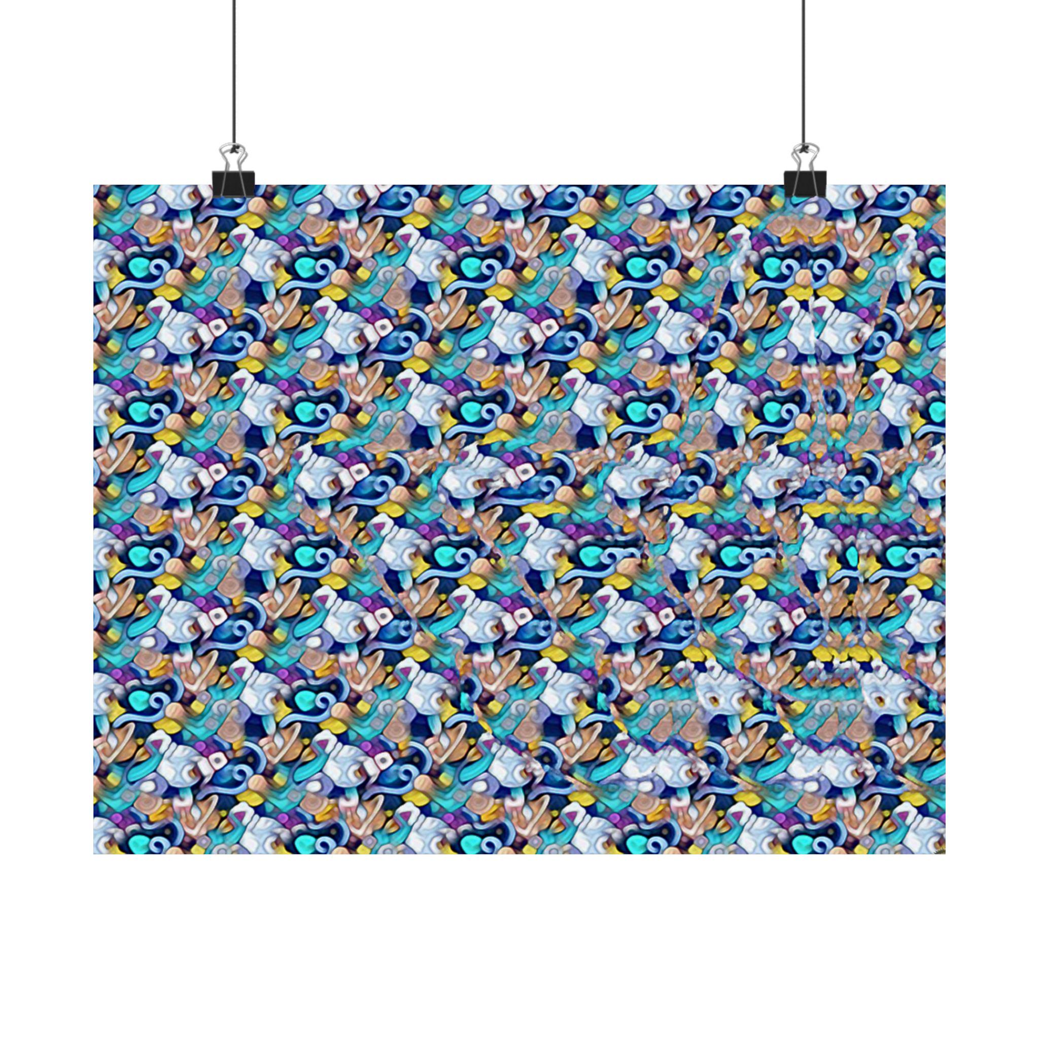 BLUE BUTTERFLY STEREOGRAM Poster, Unframed 11x9, 14x11, 18x14, 20x16 ...