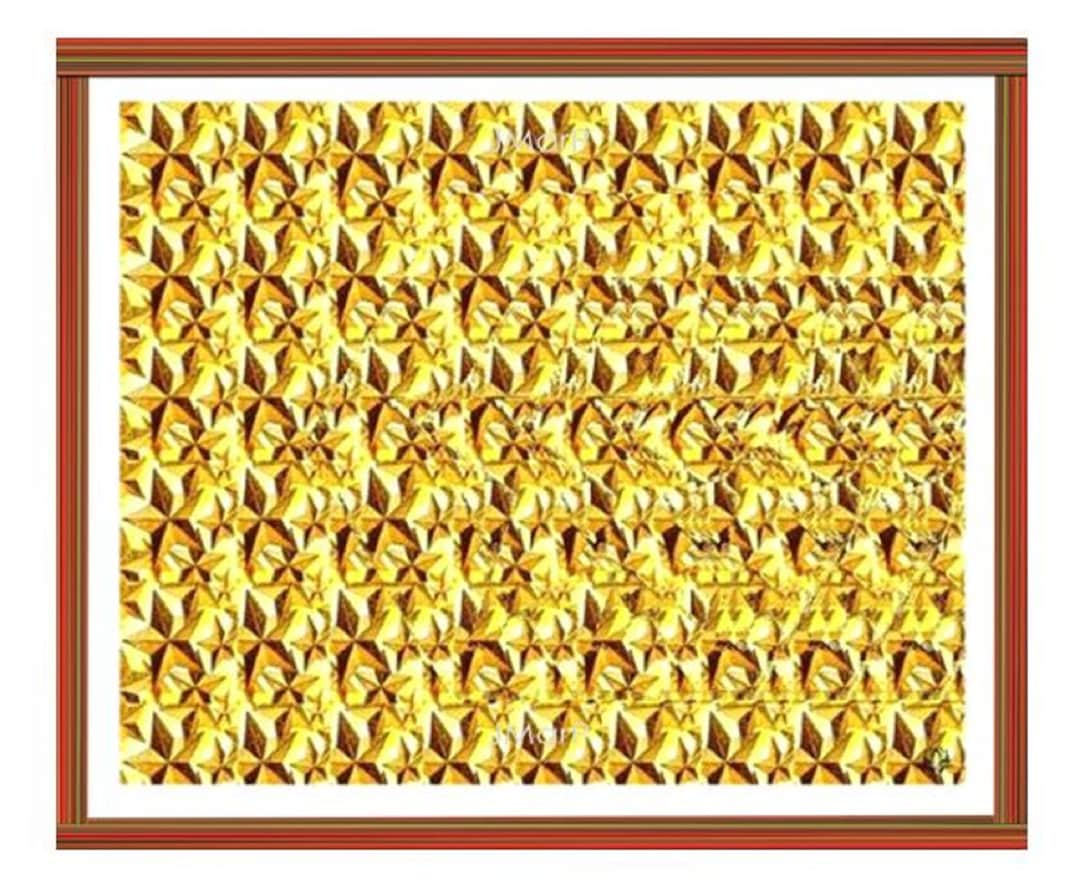 GOLDEN STAR STEREOGRAM, Secret Message Wall Art Canvas Print, Poster ...