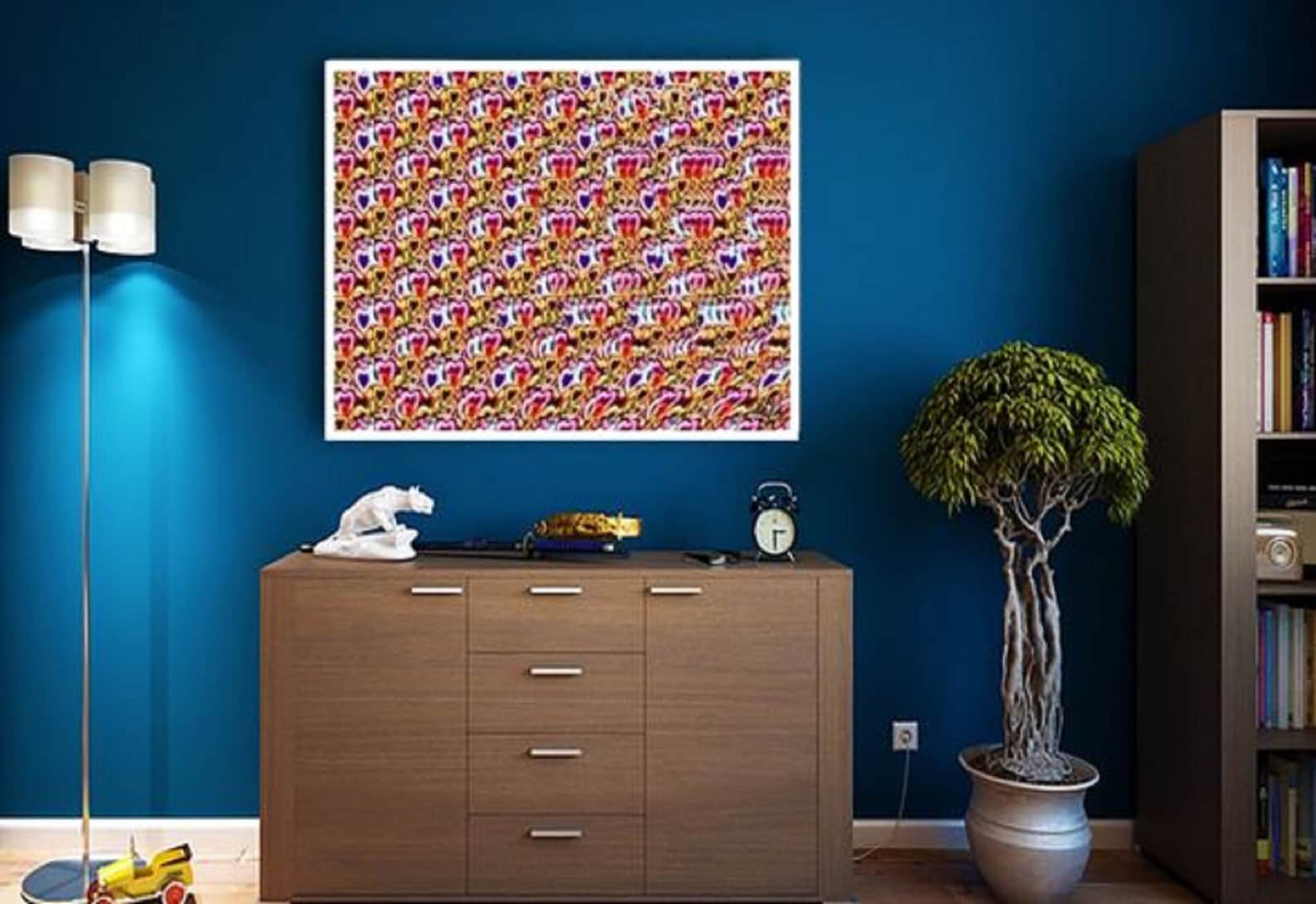 I HEART YOU STEREOGRAM, Secret Message Wall Art Canvas Print, Poster ...