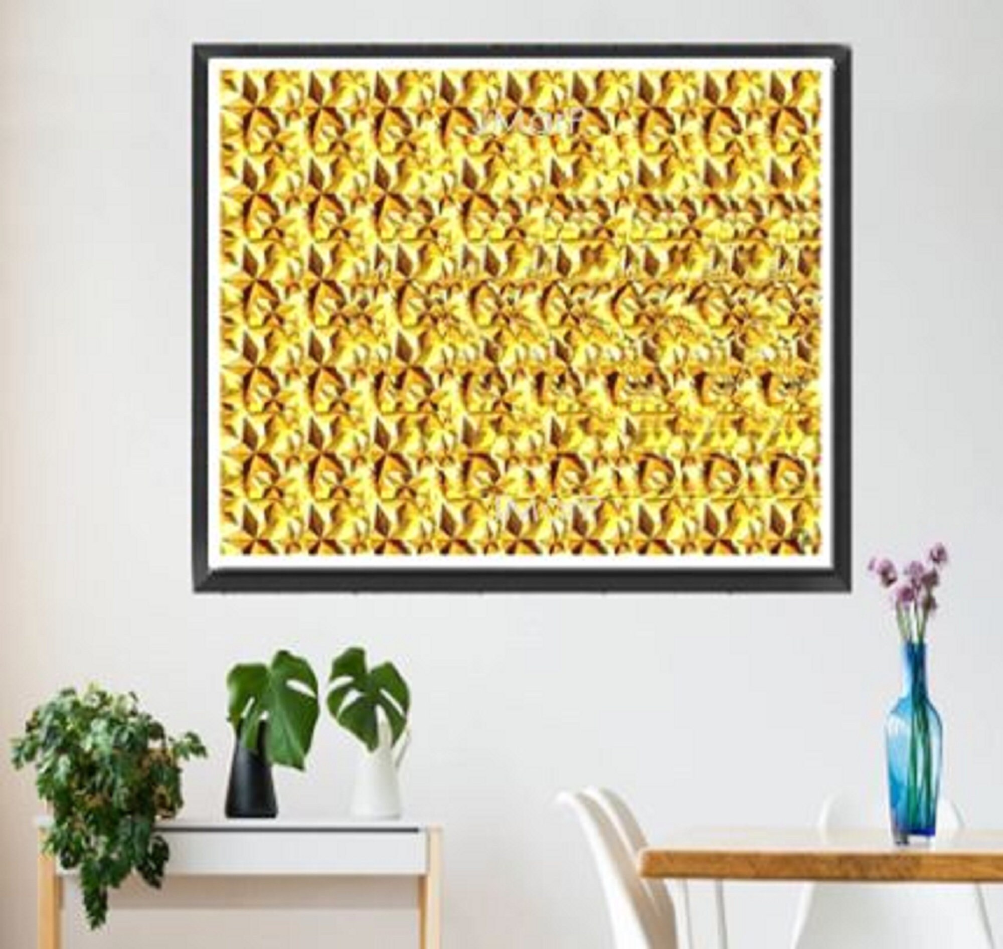GOLDEN STAR STEREOGRAM, Secret Message Wall Art Canvas Print, Poster ...