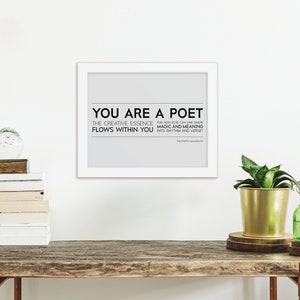 Poetry Printable Wall Art / Digital Writing Print & Poet Quote Gift ...