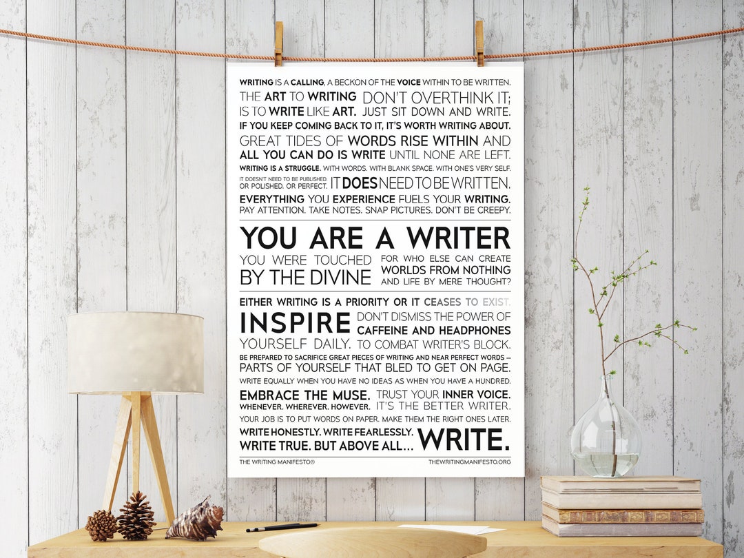 The Writing Manifesto 18x24" Print for Writer, Author & Poet / Poetry ...