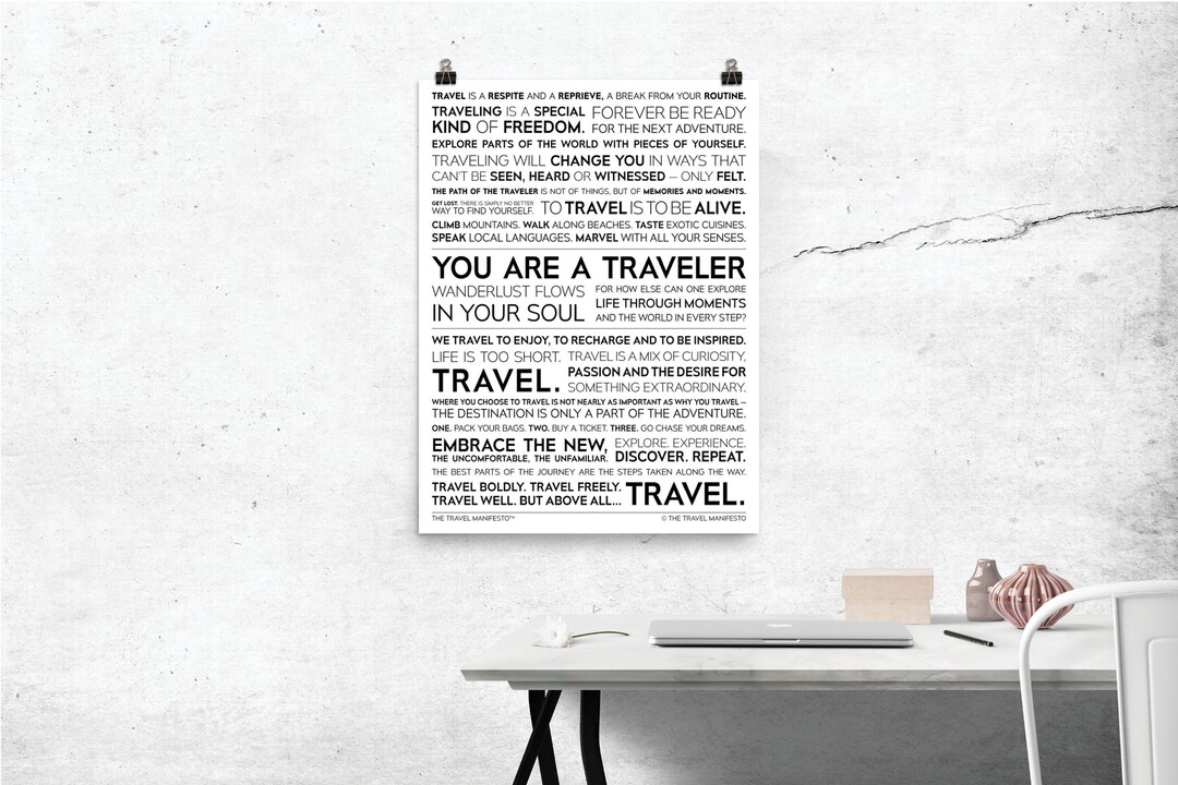 Travel Adventure Quote Print | Inspirational Wanderlust Traveler Wall ...
