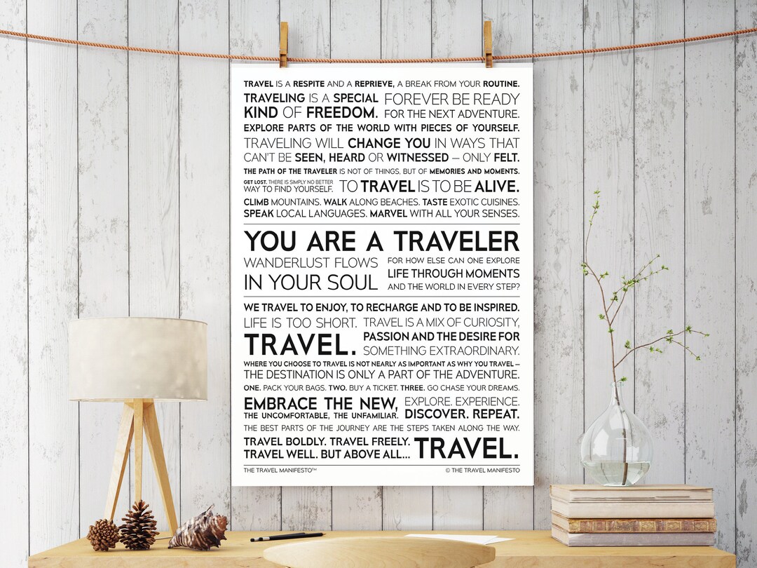 World Traveler Motivational Quotes Print — Wanderlust Gift to ...