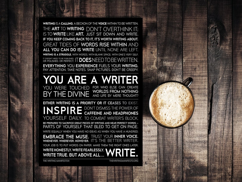 Writer & Journalist Inspirational Print — the Writing Manifesto for ...