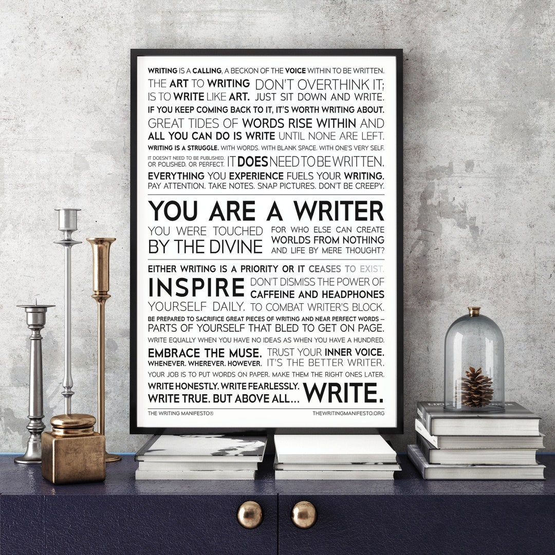 The Writing Manifesto Framed Glossy 12x16 Print — Motivational Writer ...