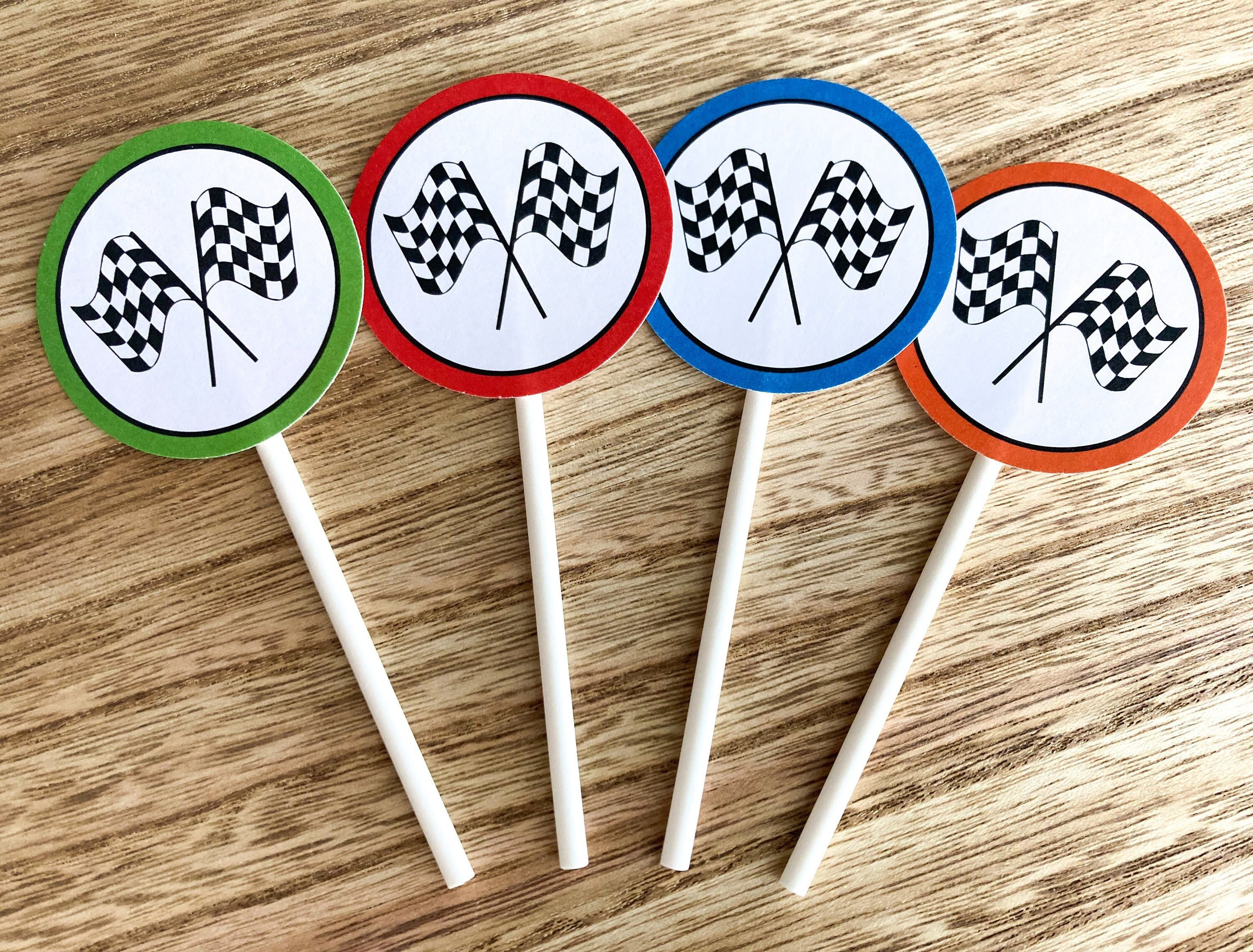 Racing Flag Cupcake Toppers INSTANT DOWNLOAD - Etsy