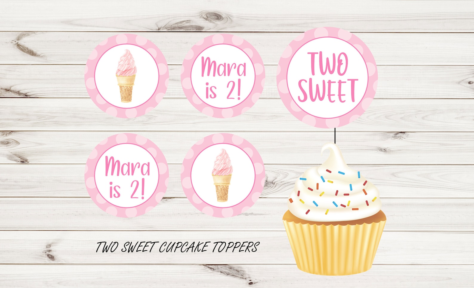Two Sweet Cupcake Toppers PRINTABLE | Etsy