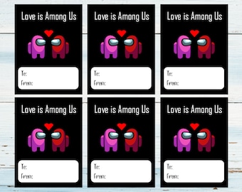 Printable Valentine's Day Cards Among Us Astronauts PDF Instant Digital ...