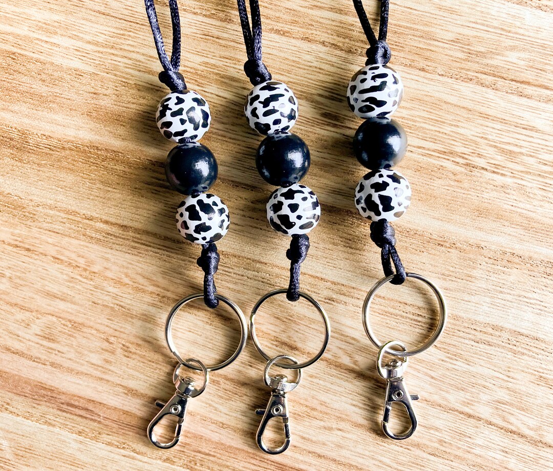 Beaded Lanyard Cow Print Lanyard Lanyard - Etsy