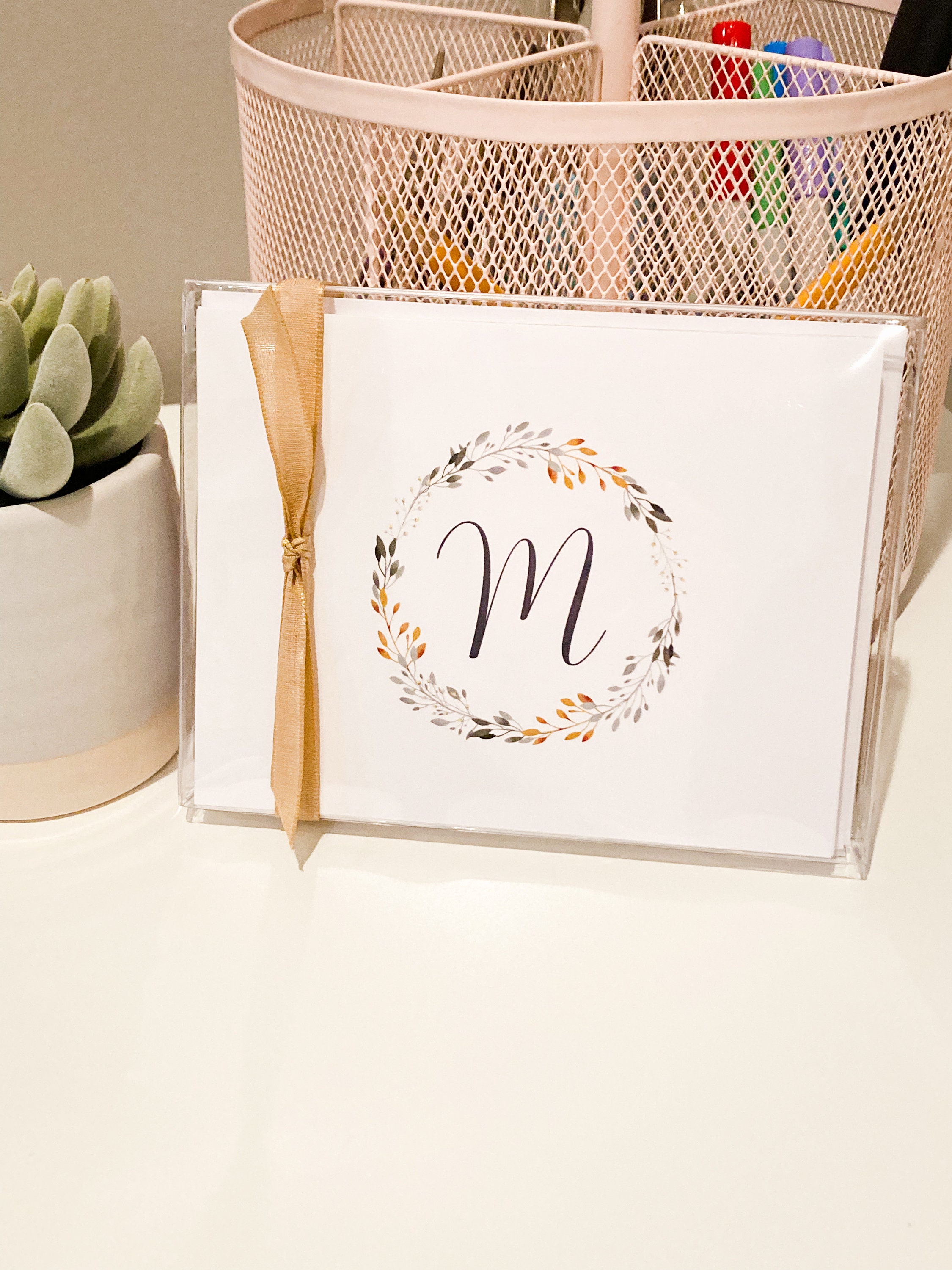 Monogram Note Card Set A2 Cards - Etsy